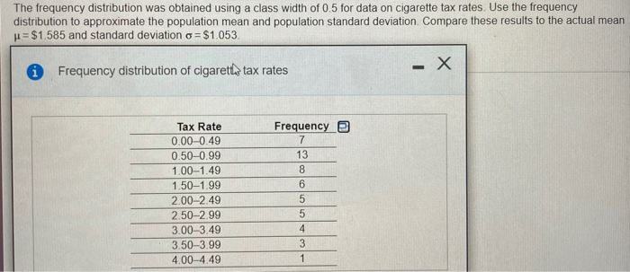 Solved The frequency distribution was obtained using a class | Chegg.com