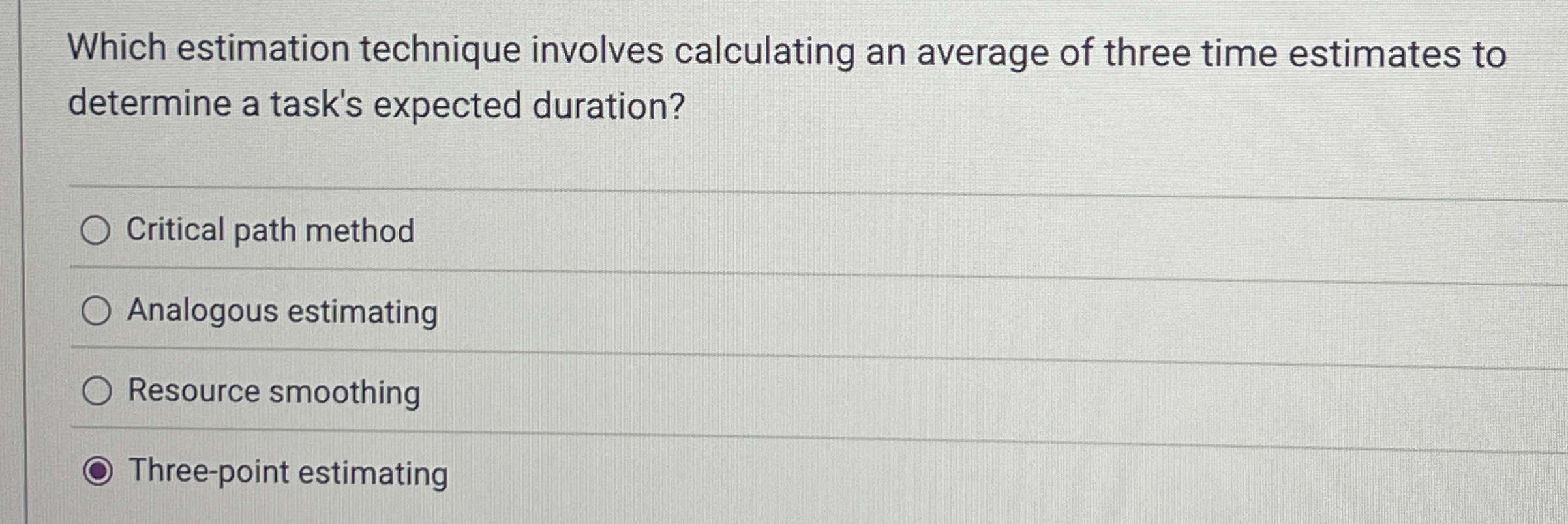 Solved Which estimation technique involves calculating an | Chegg.com