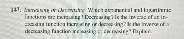 Solved 17. Increasing or Decreasing Which exponential and | Chegg.com