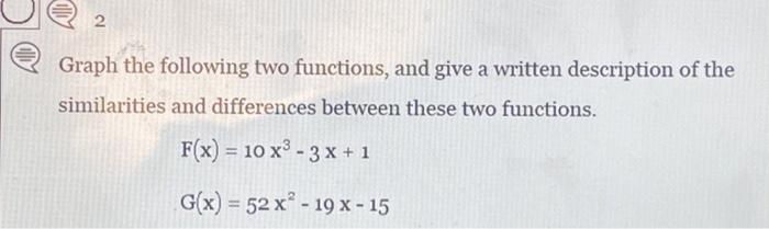 Solved Graph the following two functions, and give a written | Chegg.com