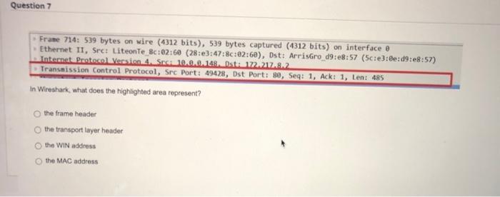 Solved Transmission Control Protocol, Src Port: 57678 | Chegg.com
