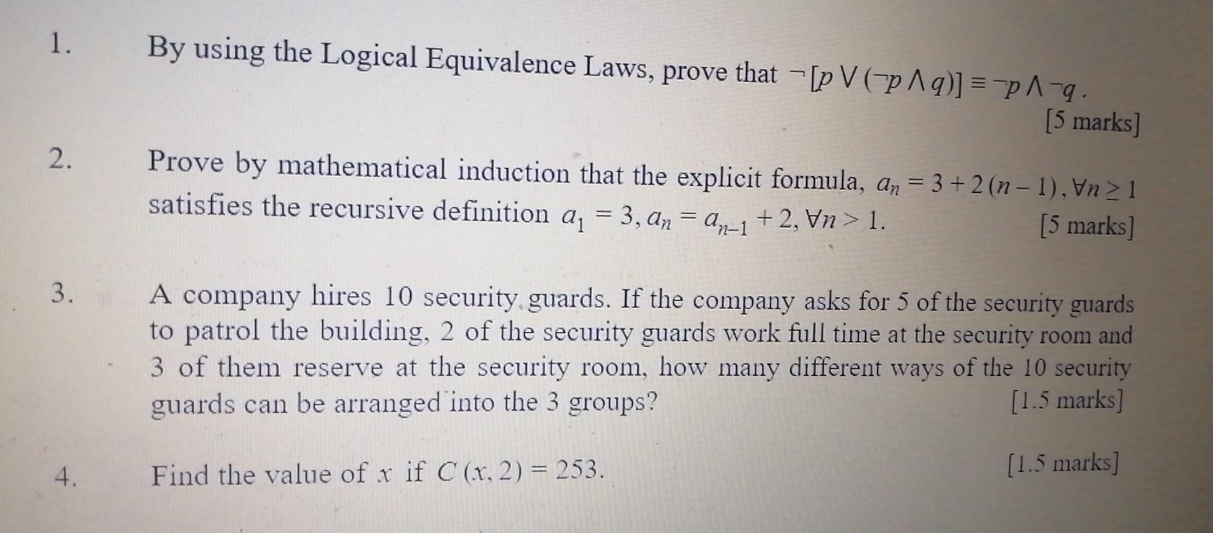 Solved 1. By using the Logical Equivalence Laws, prove that | Chegg.com