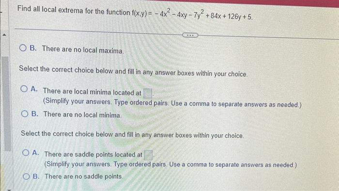Solved Find all local extrema for the function | Chegg.com