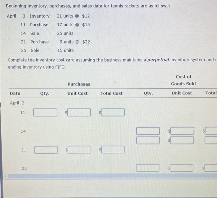 Solved Complete the inventory cost card assuming the | Chegg.com