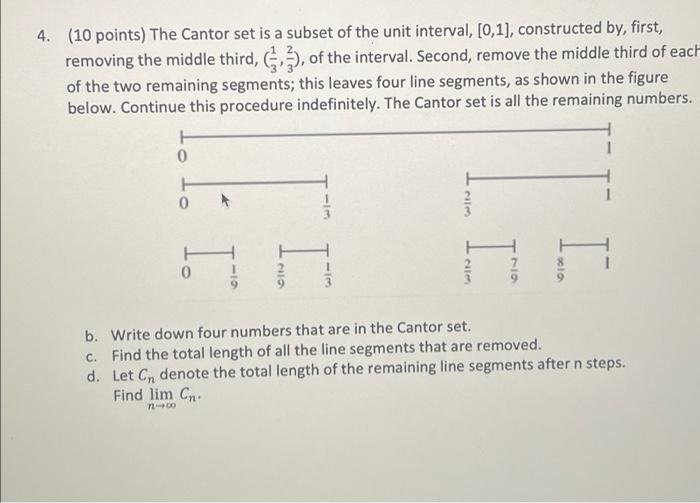 Solved 4. (10 points) The Cantor set is a subset of the unit | Chegg.com
