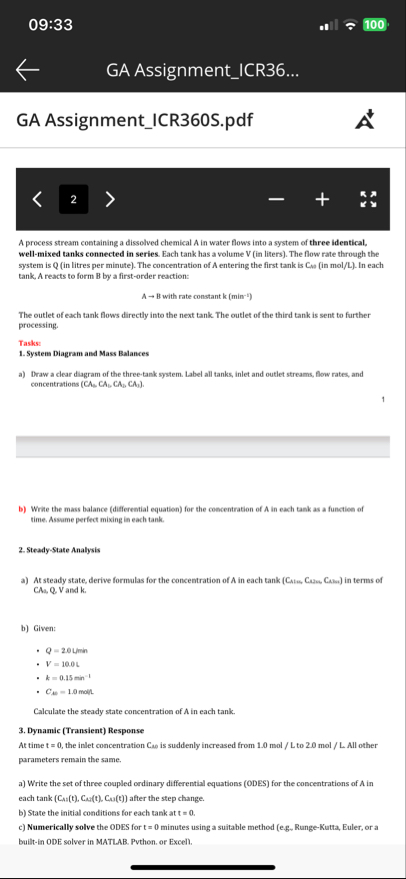 Solved 09:33100GA Assignment_ICR360S.pdf2A process stream | Chegg.com