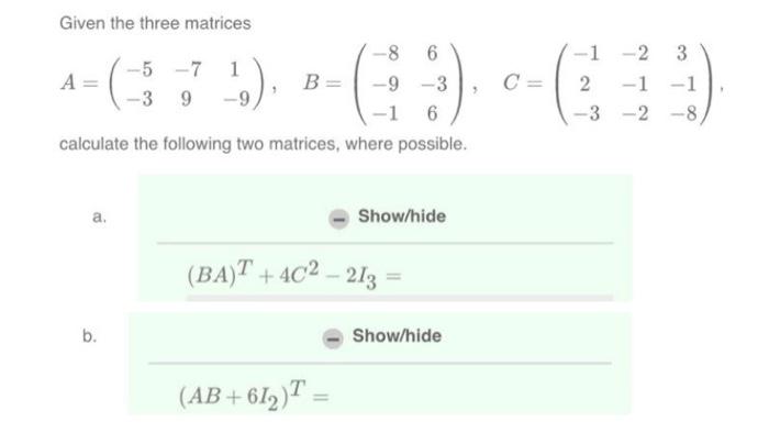 Solved Given the three matrices | Chegg.com