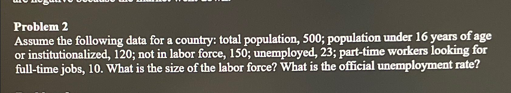 Solved Problem 2Assume the following data for a country: | Chegg.com