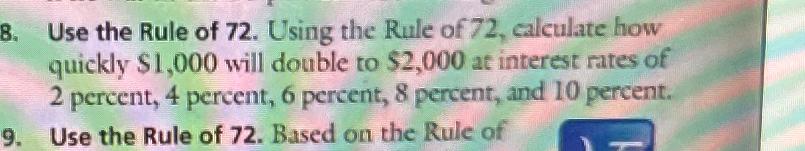 Solved Use the Rule of 72. ﻿Using the Rule of 72, ﻿calculate | Chegg.com