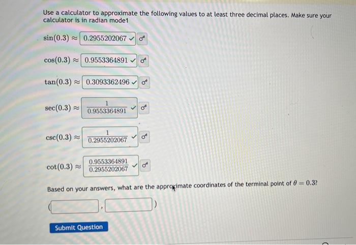 Solved Use a calculator to approximate the following values | Chegg.com