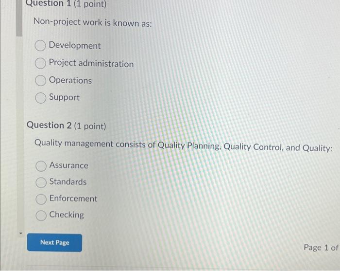 Non-project work is known as: Development Project | Chegg.com