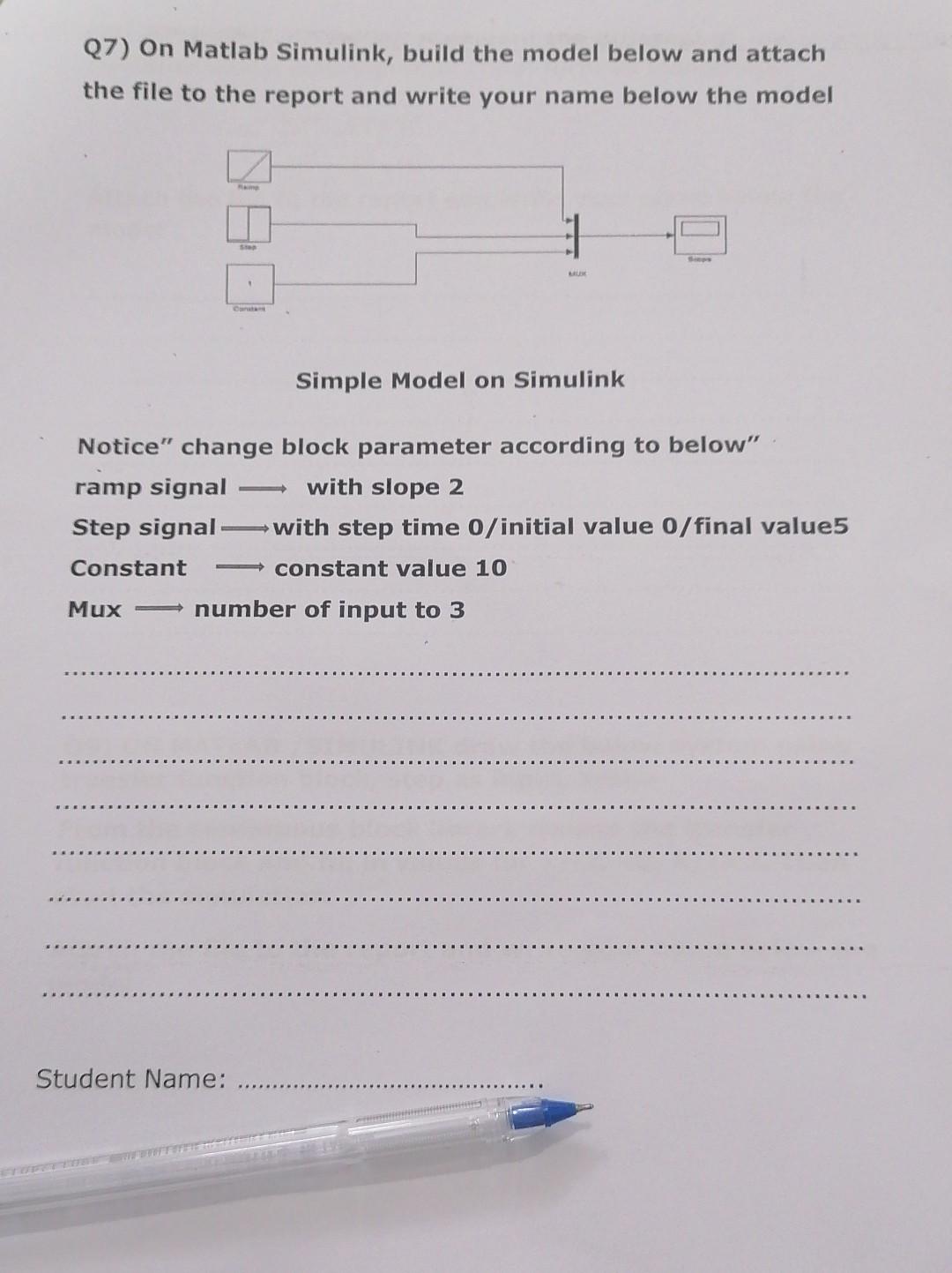 Solved Q7) On Matlab Simulink, build the model below and | Chegg.com