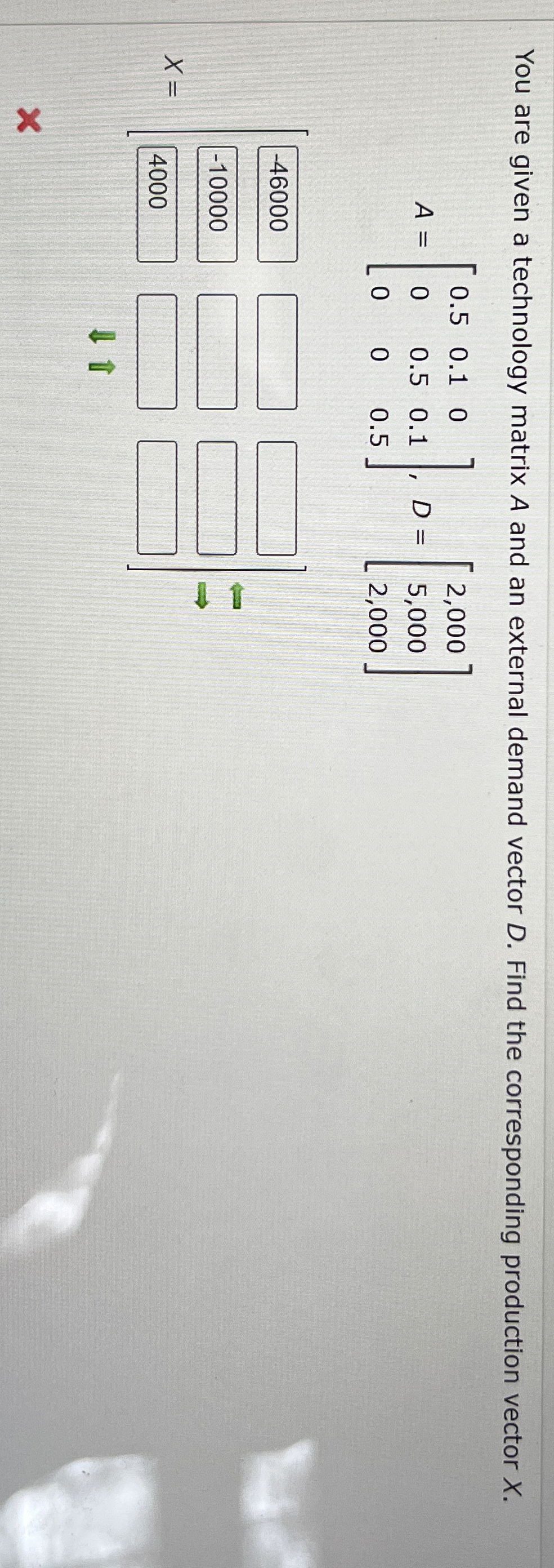 Solved You Are Given A Technology Matrix A And An External 