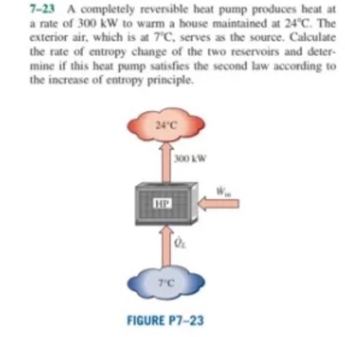 Solved 7-23 A completely reversible heat pump produces heat | Chegg.com