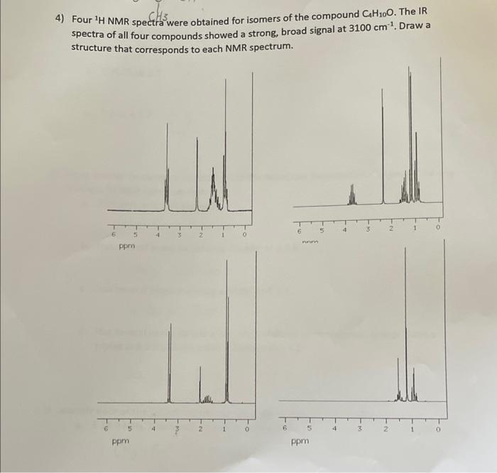 Solved 4) Four 1H NMR spectra were obtained for isomers of | Chegg.com