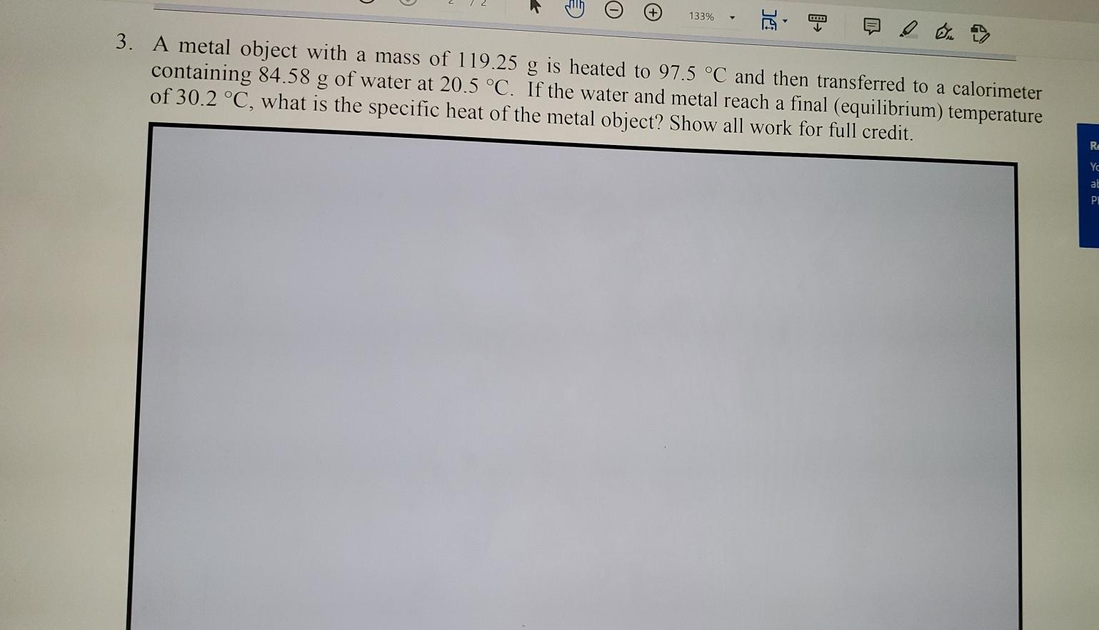 Solved Cp3 6 2 1 / 2 133% Mass of metal (g) Search Volume of | Chegg.com