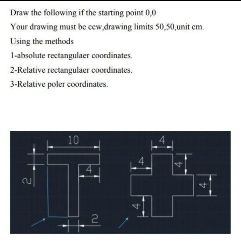 Solved Draw the following if the starting point 0,0 Your | Chegg.com