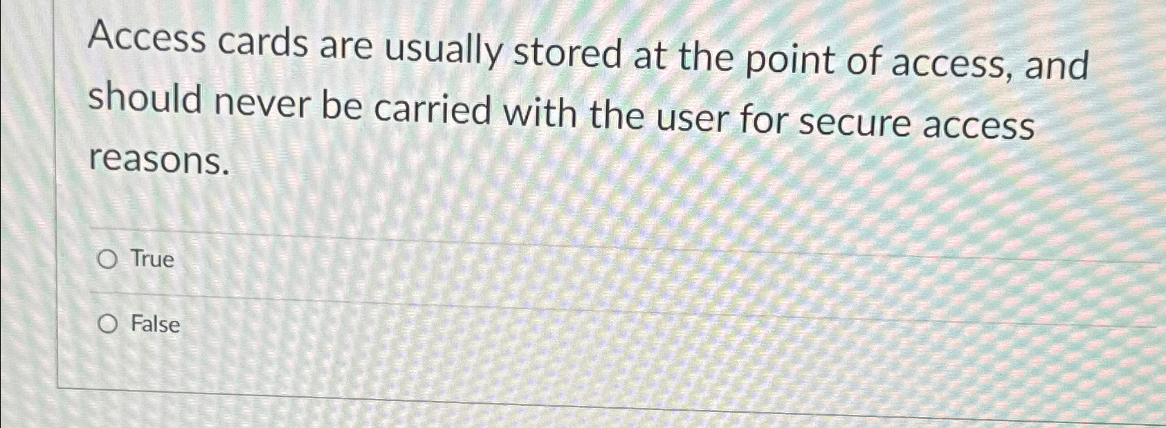 Solved Access cards are usually stored at the point of | Chegg.com