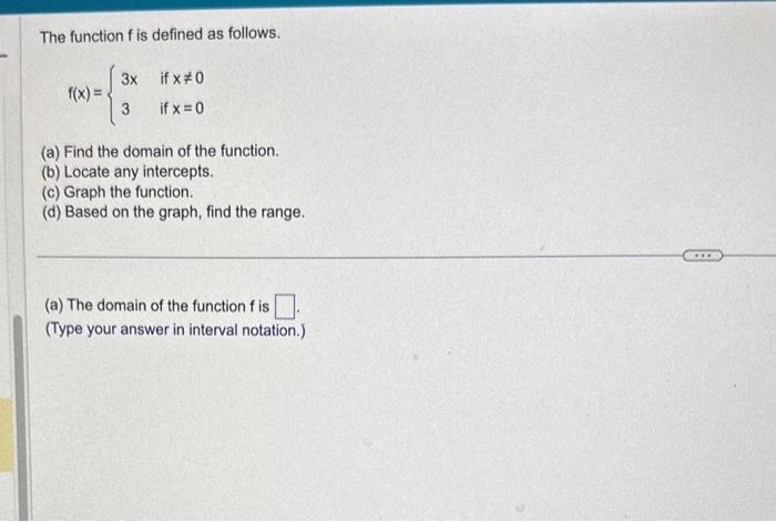 Solved The function f is defined as follows. f(x)={3x3 if | Chegg.com