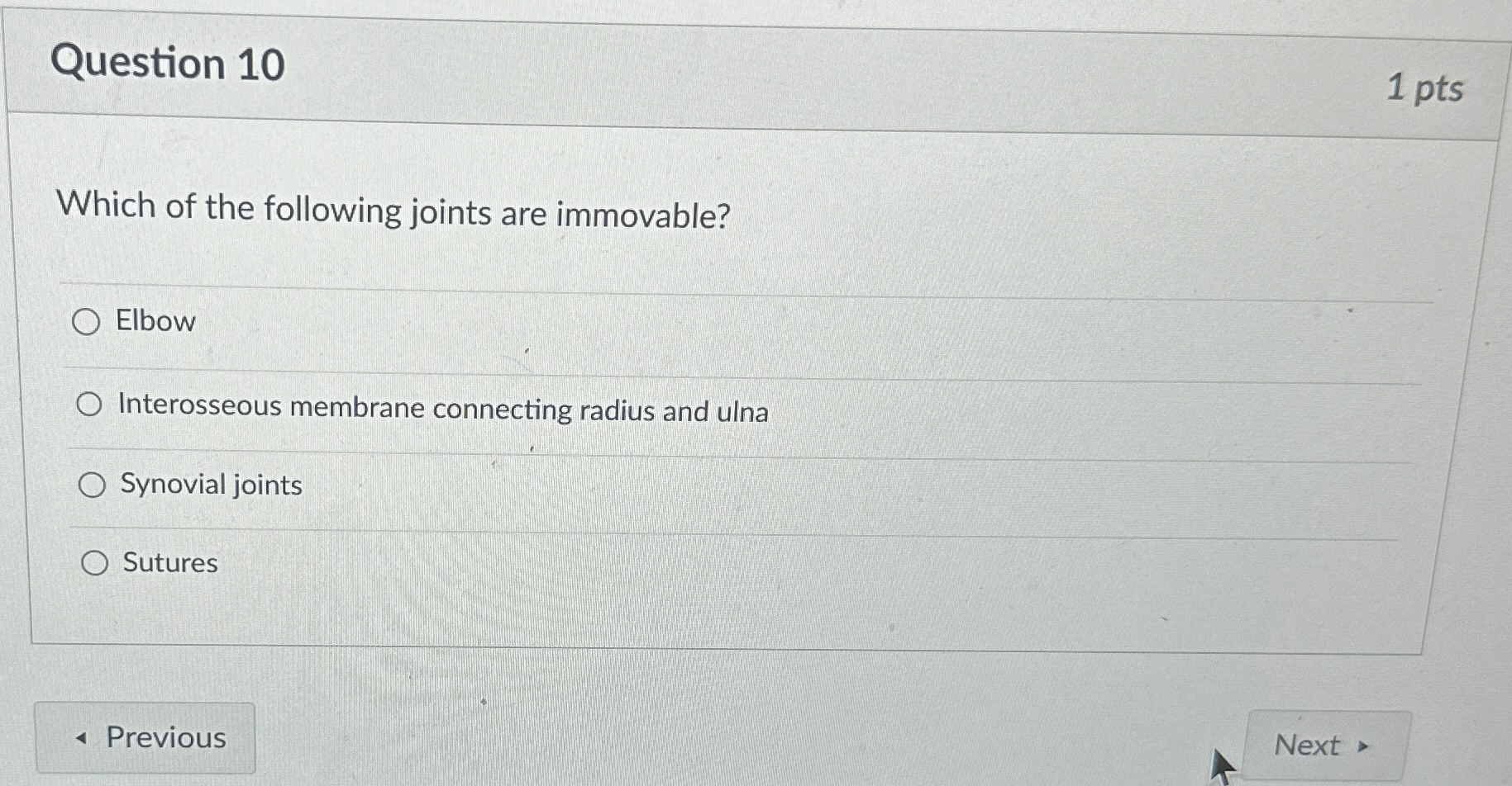 Solved Question 101 ﻿ptsWhich of the following joints are | Chegg.com