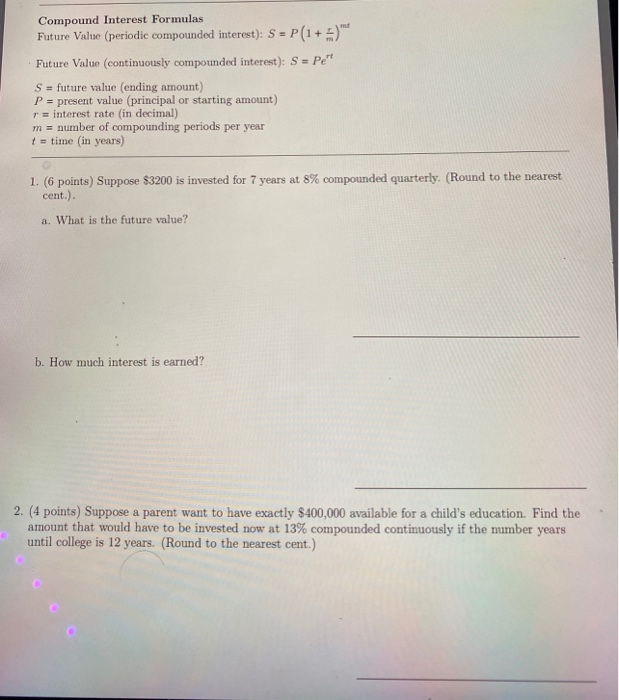 Solved Compound Interest Formulas Future Value (periodic | Chegg.com