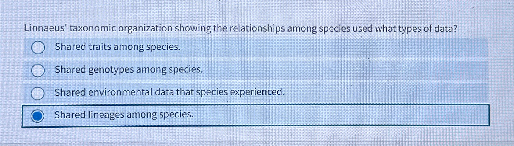 Solved Linnaeus' taxonomic organization showing the | Chegg.com