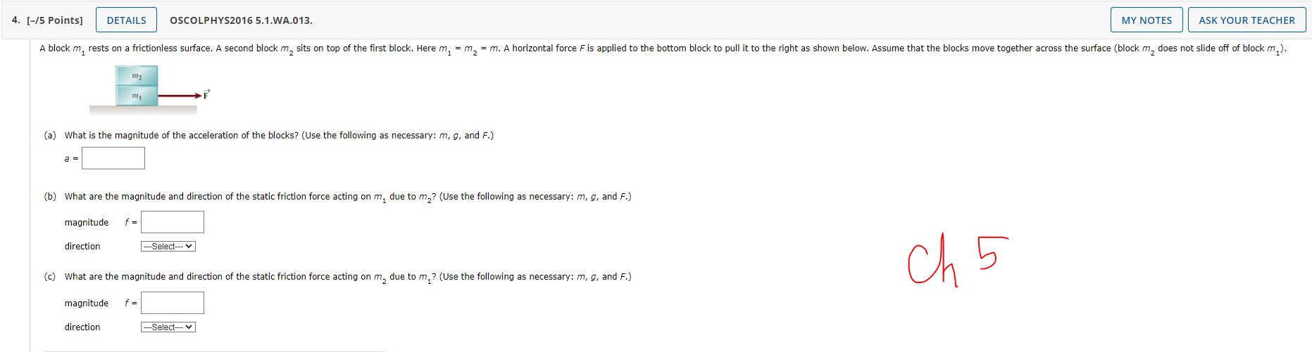 Solved A block m1 ﻿rests on a frictionless surface. A second | Chegg.com