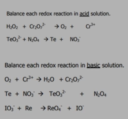 Solved Balance each redox reaction in acid solution. H2O2 + | Chegg.com