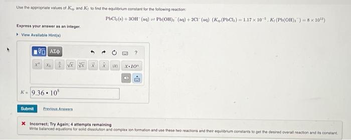 Solved Use the appropriate values of Kep and KI to lind the | Chegg.com