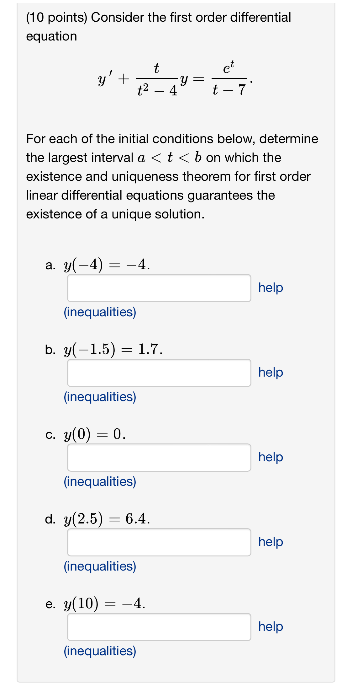 Solved (10 ﻿points) ﻿Consider the first order differential | Chegg.com