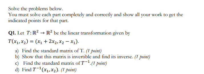 Solved Solve the problems below.You must solve each part | Chegg.com