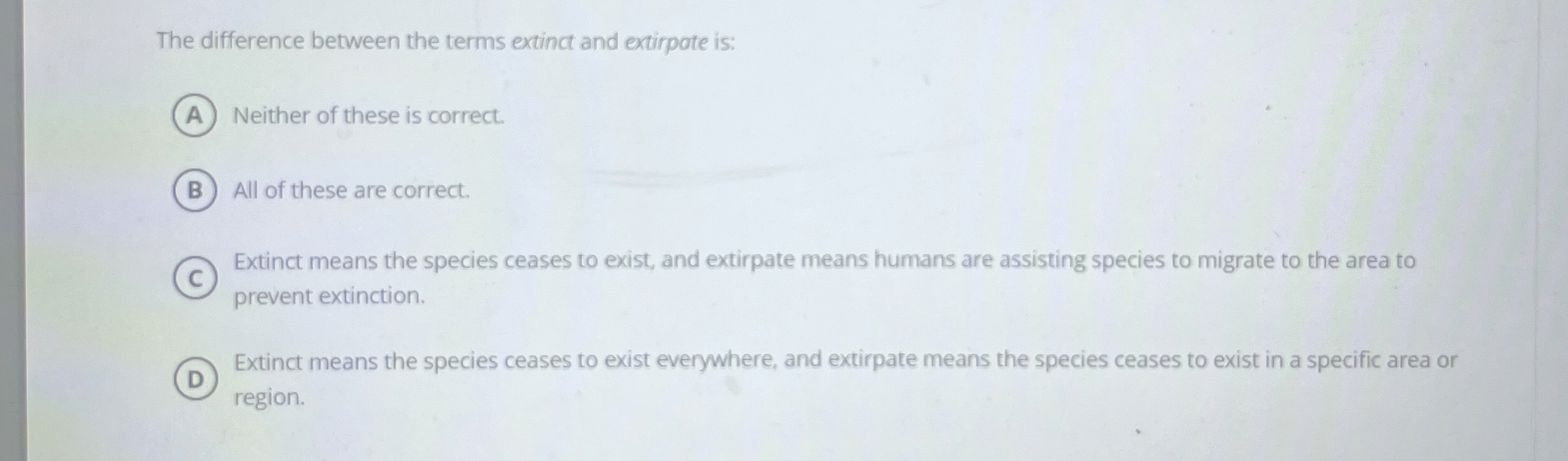 Solved The difference between the terms extinct and | Chegg.com