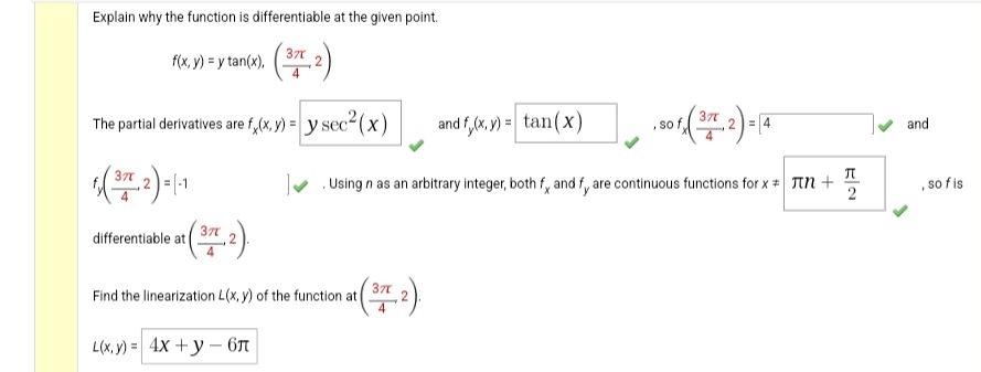 Solved Explain why the function is differentiable at the | Chegg.com