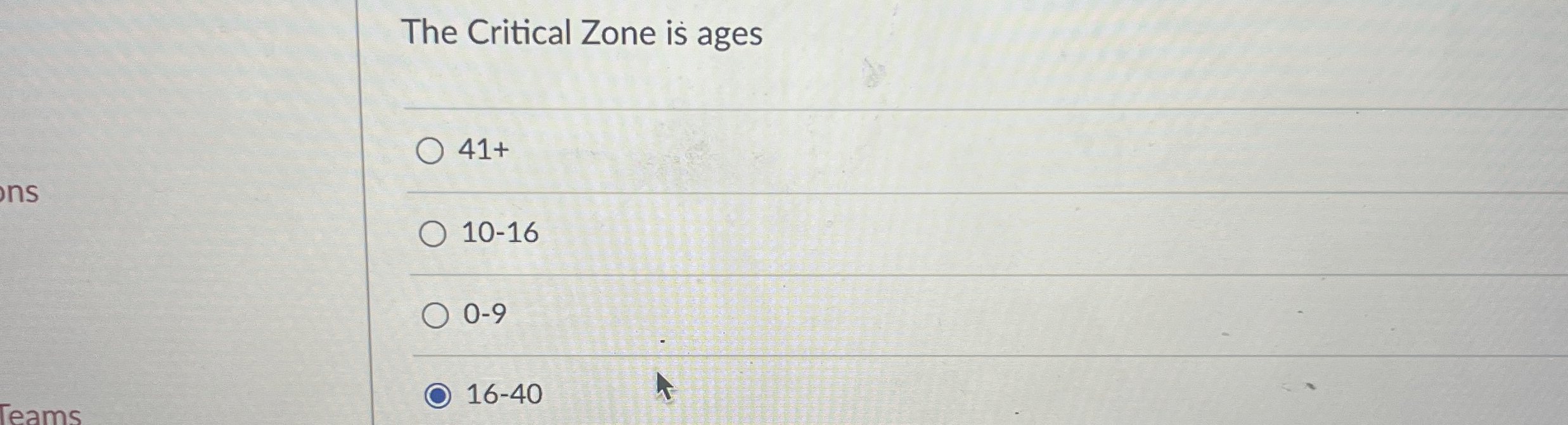 Solved The Critical Zone is ages41+10-160-916-40 | Chegg.com