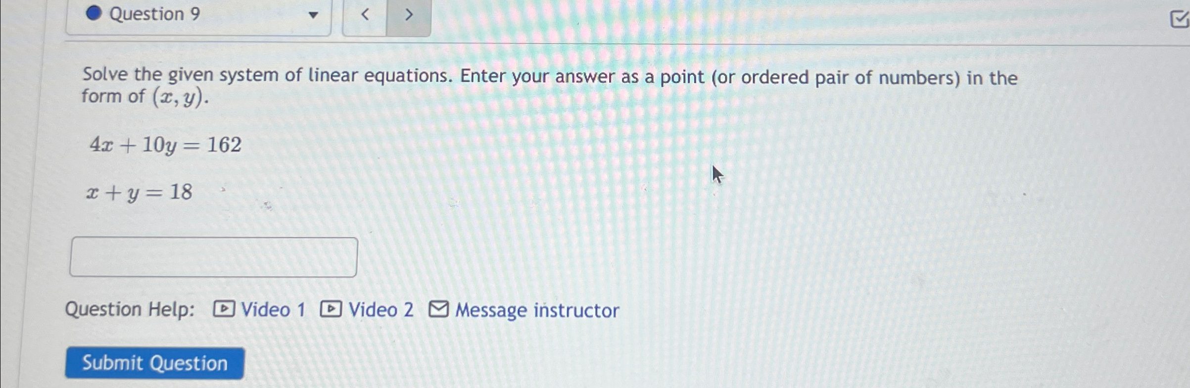 Solved Question 9Solve the given system of linear equations. | Chegg.com