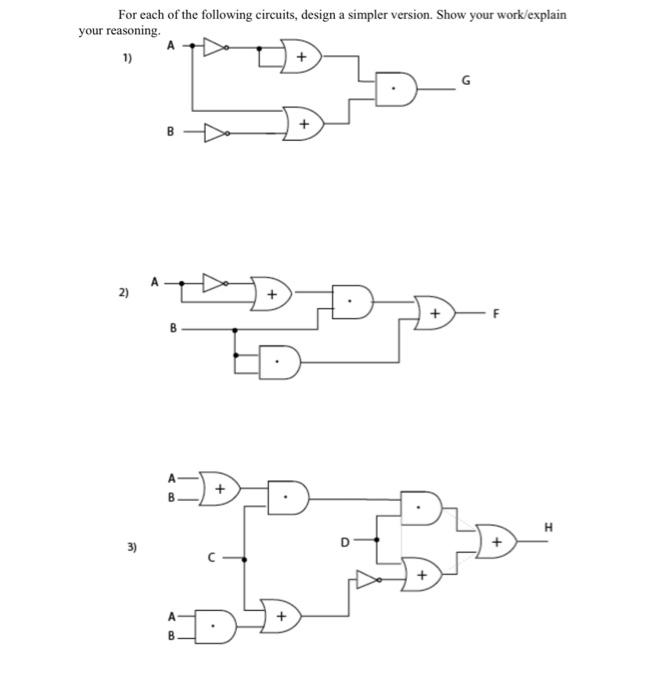 Solved For each of the following circuits, design a simpler | Chegg.com