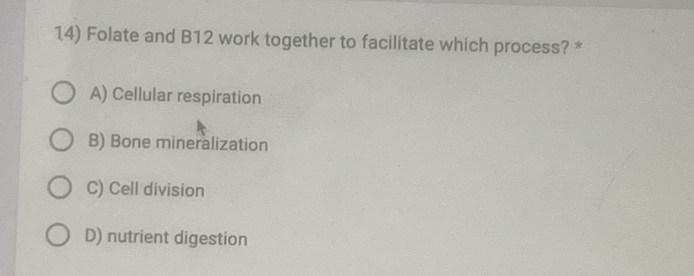 Solved Folate and B12 ﻿work together to facilitate which | Chegg.com