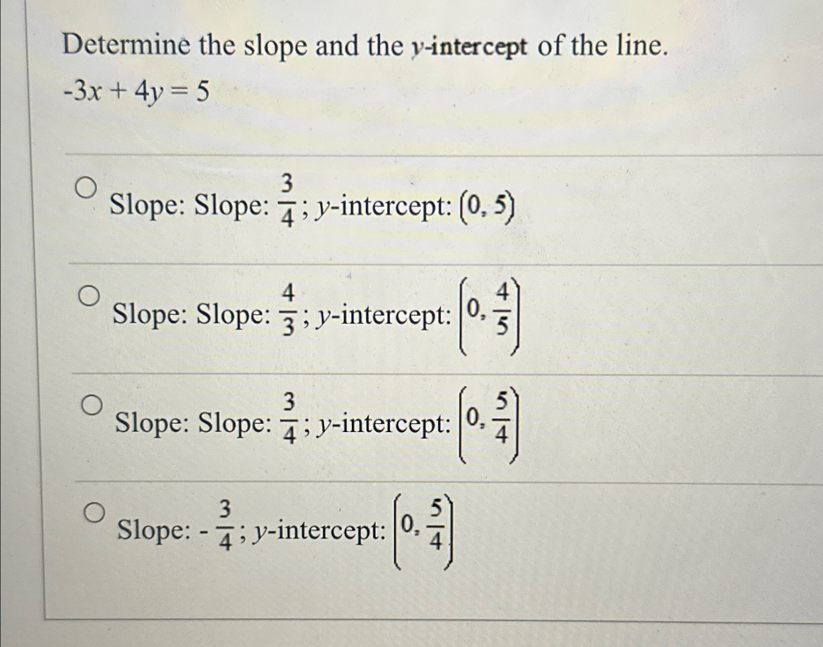 Solved Determine The Slope And The Y intercept Of The Chegg