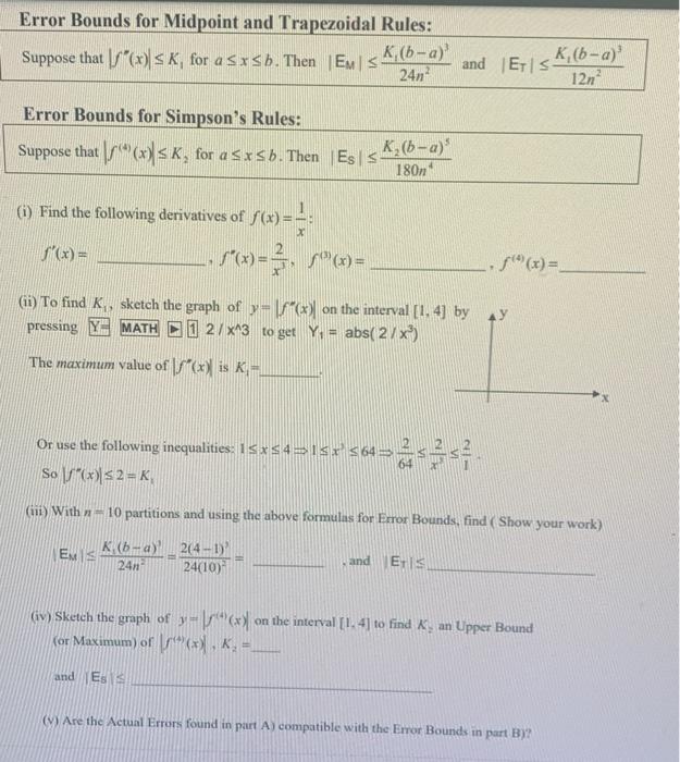 Solved Error Bounds for Midpoint and Trapezoidal Rules: | Chegg.com