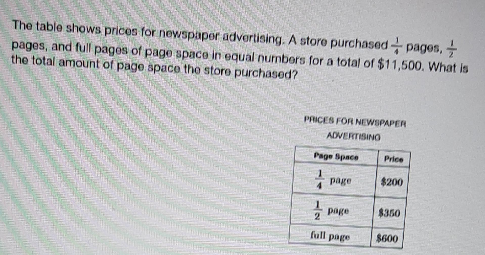 Solved The Table Shows Prices For Newspaper Advertising A Chegg solved-the-table-shows-prices-for-newspaper-advertising-a-chegg