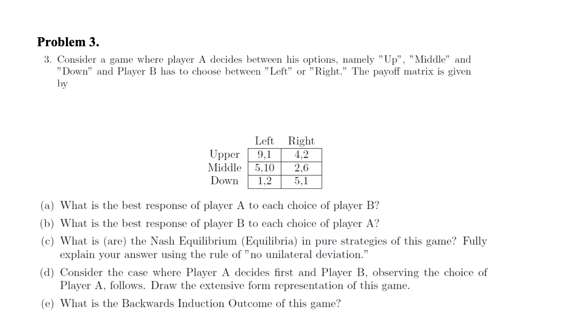 Solved Problem 3.Consider a game where player A decides | Chegg.com