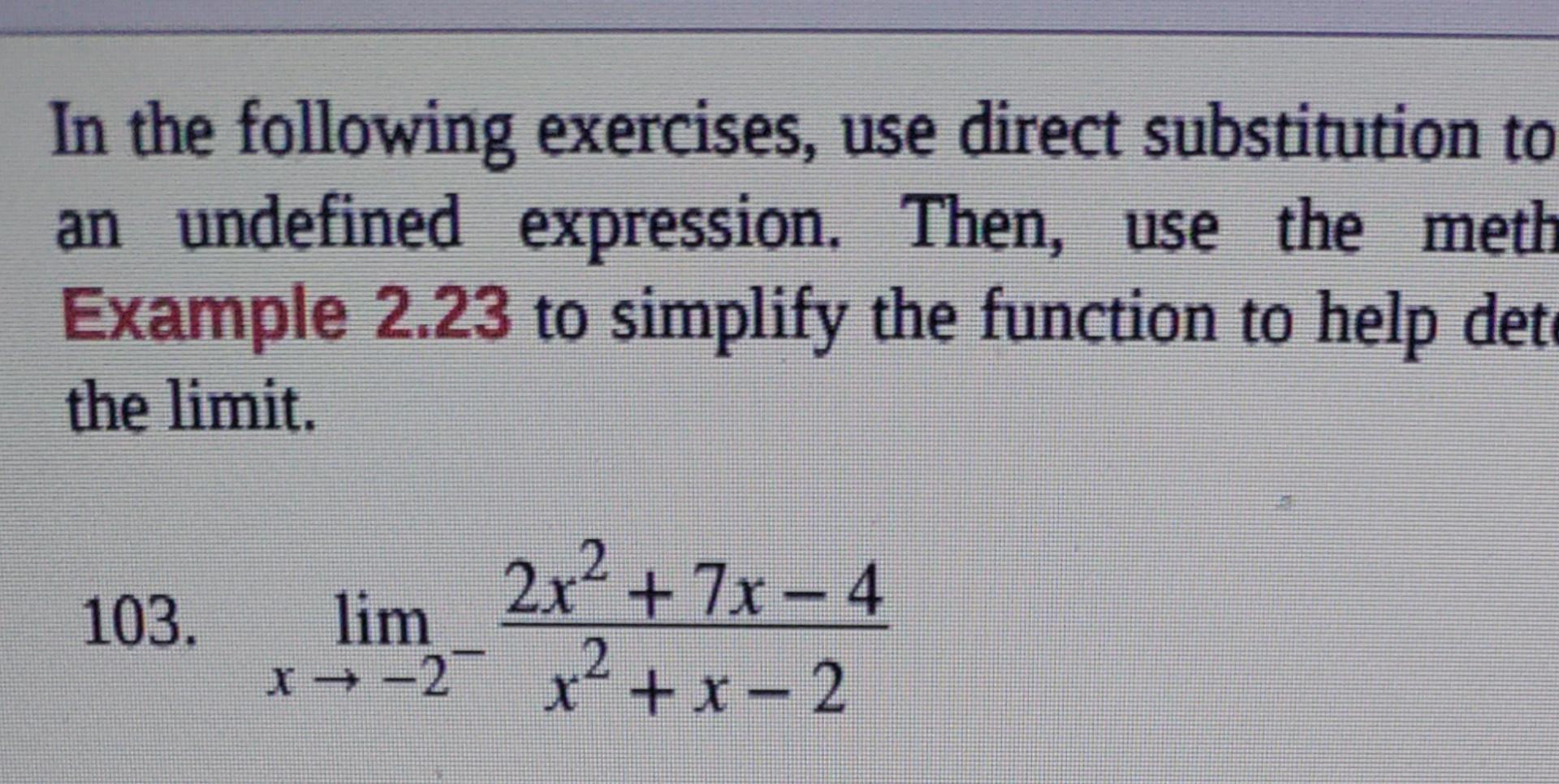 Solved In the following exercises, use direct substitution | Chegg.com