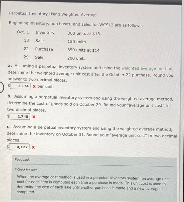 Solved Perpetual Inventory Using Weighted Average Beginning | Chegg.com