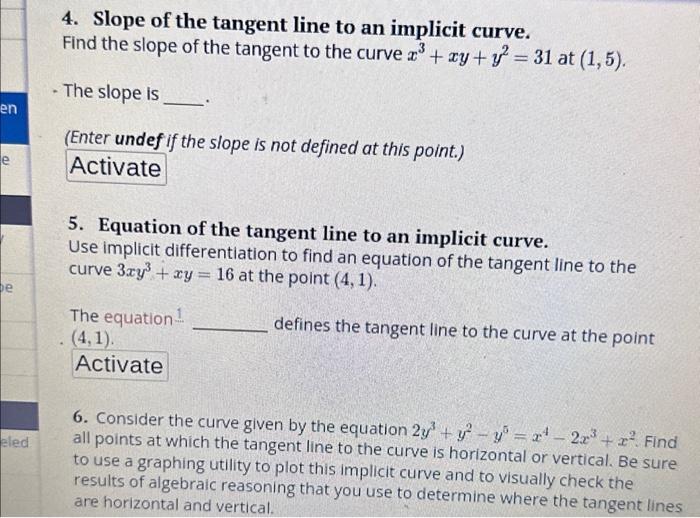 Solved 1. Implicit differentiaion in a polynomial equation. | Chegg.com