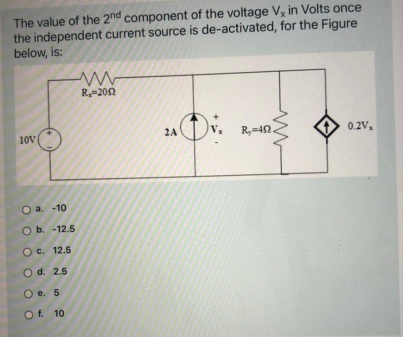 The value of the 2nd component of the voltage Vx in | Chegg.com