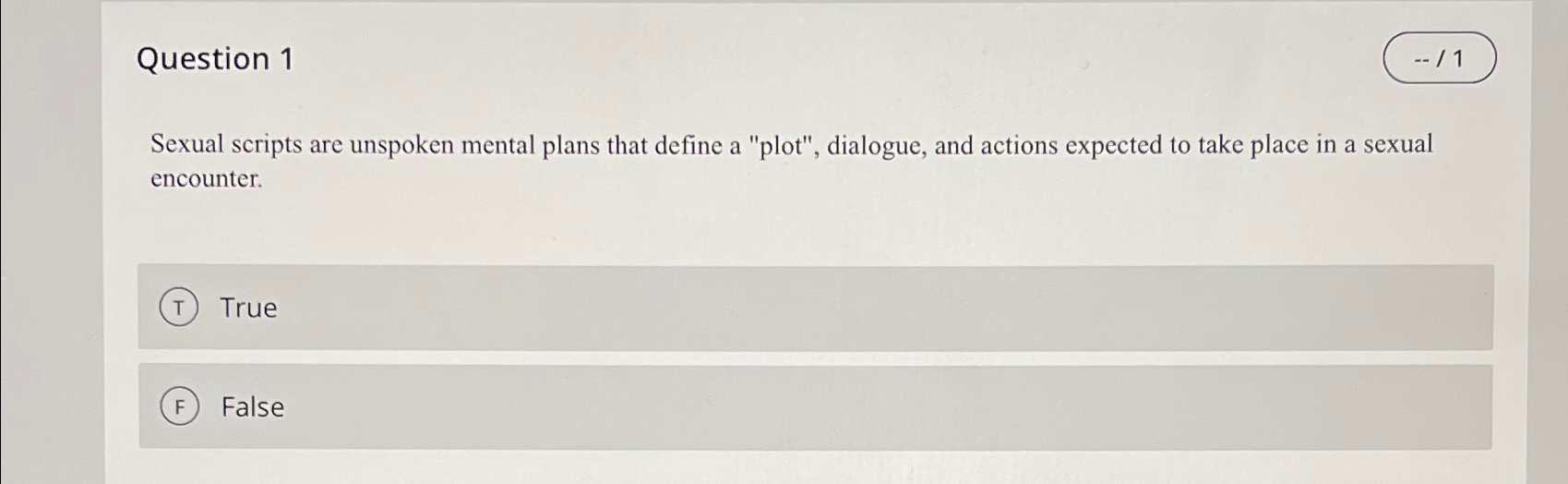 Solved Question 1-. ?1Sexual scripts are unspoken mental | Chegg.com