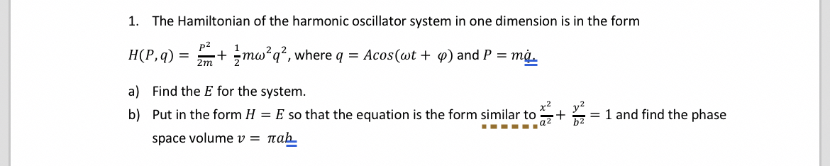 Solved The Hamiltonian of the harmonic oscillator system in | Chegg.com
