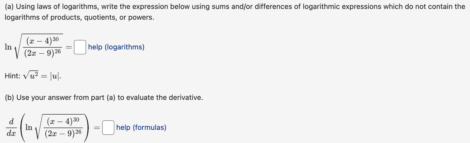 Solved (a) ﻿Using laws of logarithms, write the expression | Chegg.com