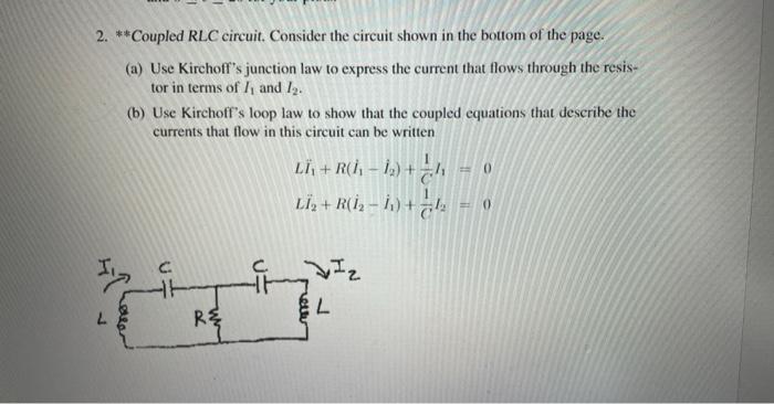 Solved 2. **Coupled RLC circuit. Consider the circuit shown | Chegg.com