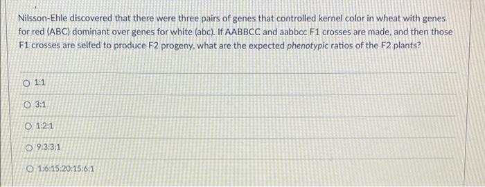 Solved Nilsson-Ehle discovered that there were three pairs | Chegg.com